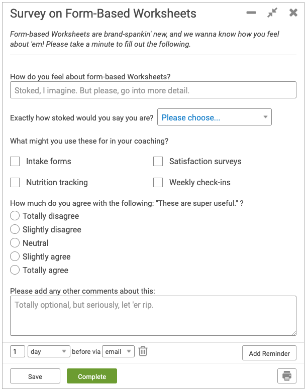 Using Form-Based Worksheets