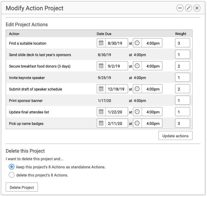 Group Action Projects